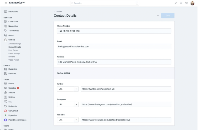 How to use Statamic to update your website | Steadfast Collective